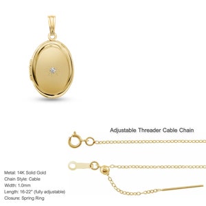 14K Gold Oval Locket W/ Diamond - 14K Solid Gold Real Picture Photo ...