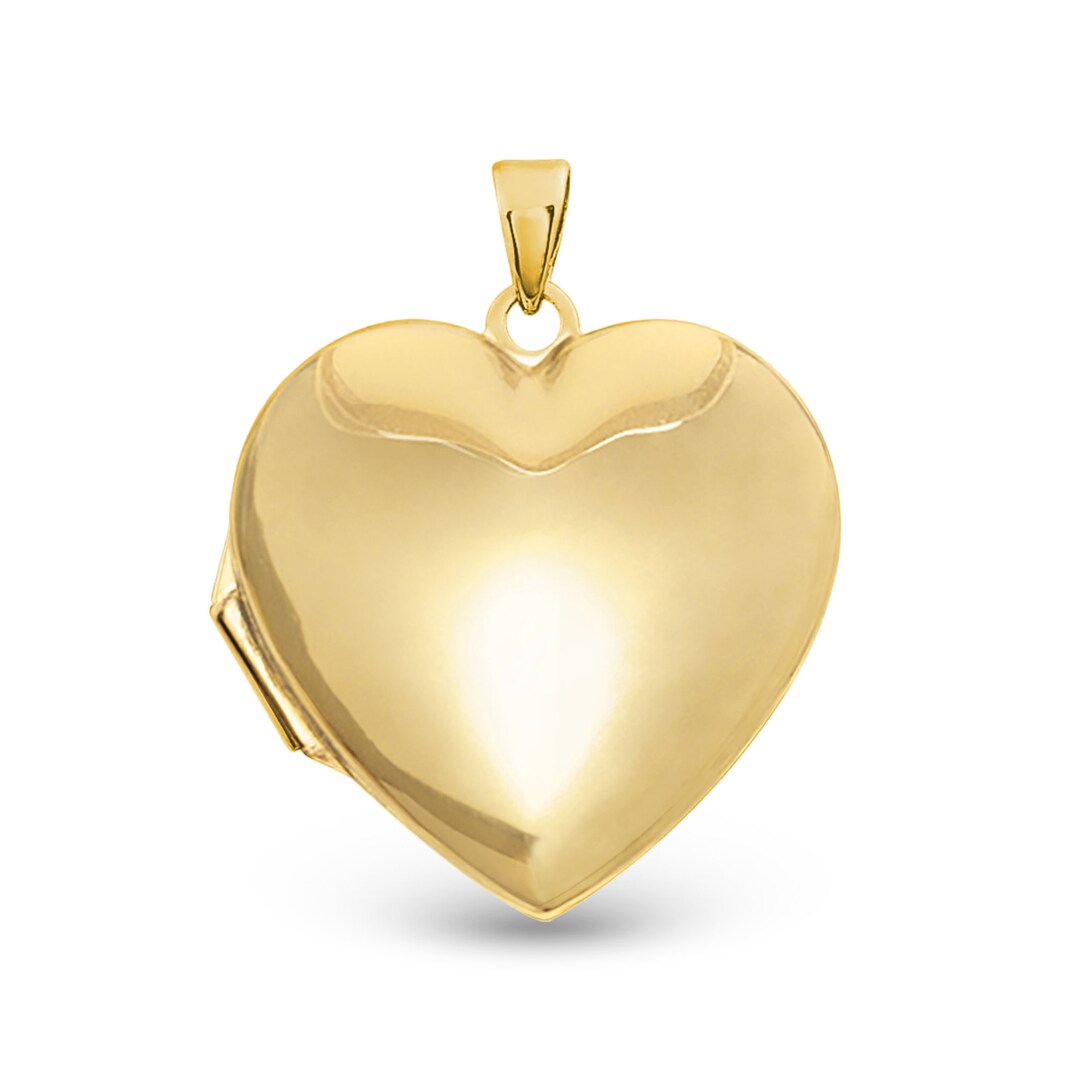 14K Gold Heart Locket - 14K Solid Gold Real Yellow Photo Picture ...