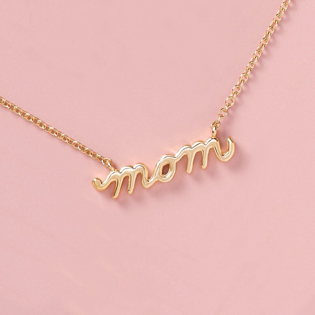 14K Gold Mom Necklace - 14K Solid Gold Real Yellow Rose White Mother's ...