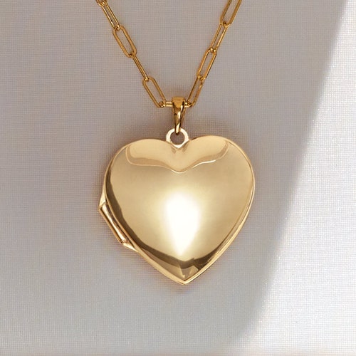 Engravable 14K Solid Gold Picture Locket Necklace Anniversary - Etsy