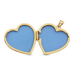 14K Gold Heart Locket - 14K Solid Gold Real Photo Picture Engraved ...