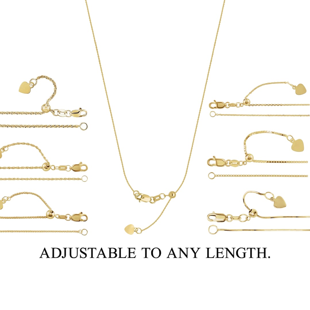 14K Gold Adjustable 22 Slider Chain 14KT 14K Solid Gold Real Yellow ...