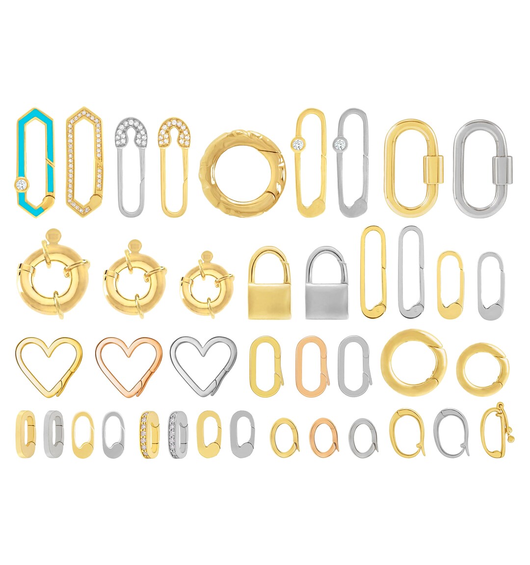 14K Gold Charm Clip - 14KT 10KT 14K Solid Gold Real Yellow White Rose ...