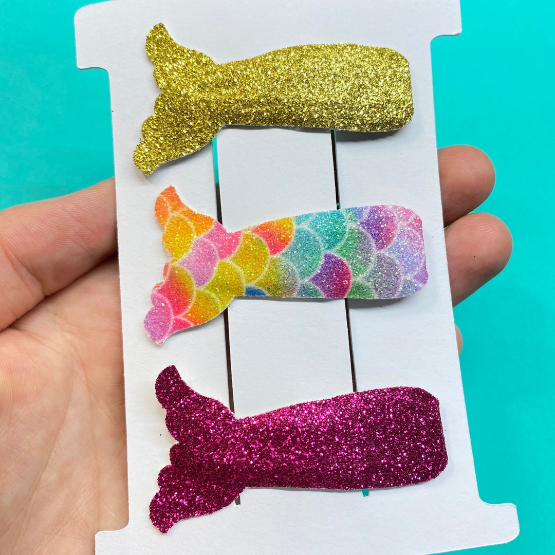Mermaid SNAP CLIP SET 2 Mermaid Scales Snap Clips Glitter Hair Clips ...