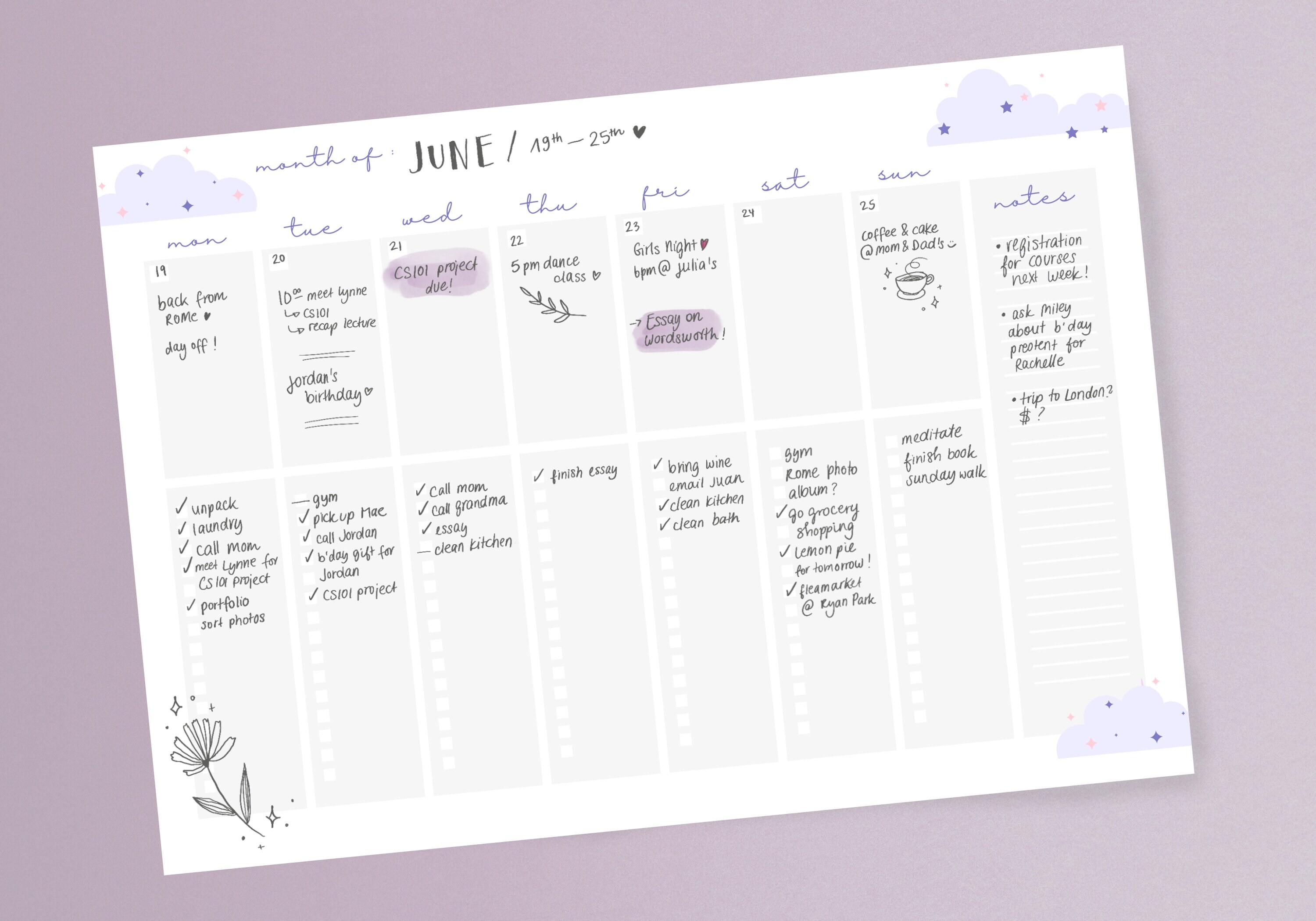 Instant Download Printable Planner Personal Calendar Daily Planner ...