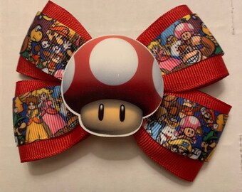Super Mario Bros Inspired Bow// Mario Inspired Bow// Glitter - Etsy