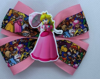 Princess Peach Bow, Princess Peach Hair Bow, Princess Peach Birthday ...