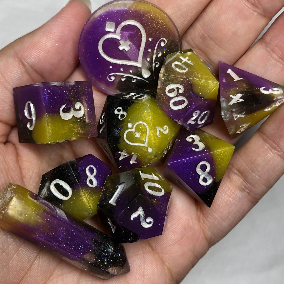 Nonbinary Pride Dice Set Handmade Polyhedral Dice for Dnd, D&D, Ttrpgs, Dungeons and Dragons ...