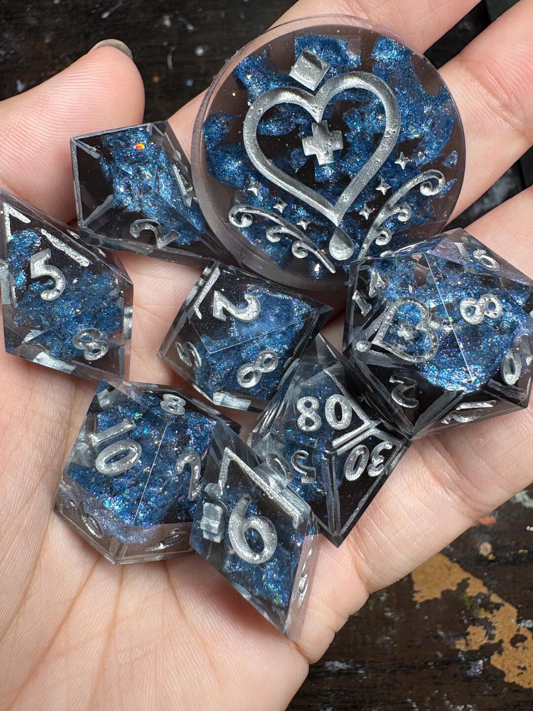 Blue Crystal Geode Dice Set - Handmade Polyhedral Dice for Dnd, D&D ...