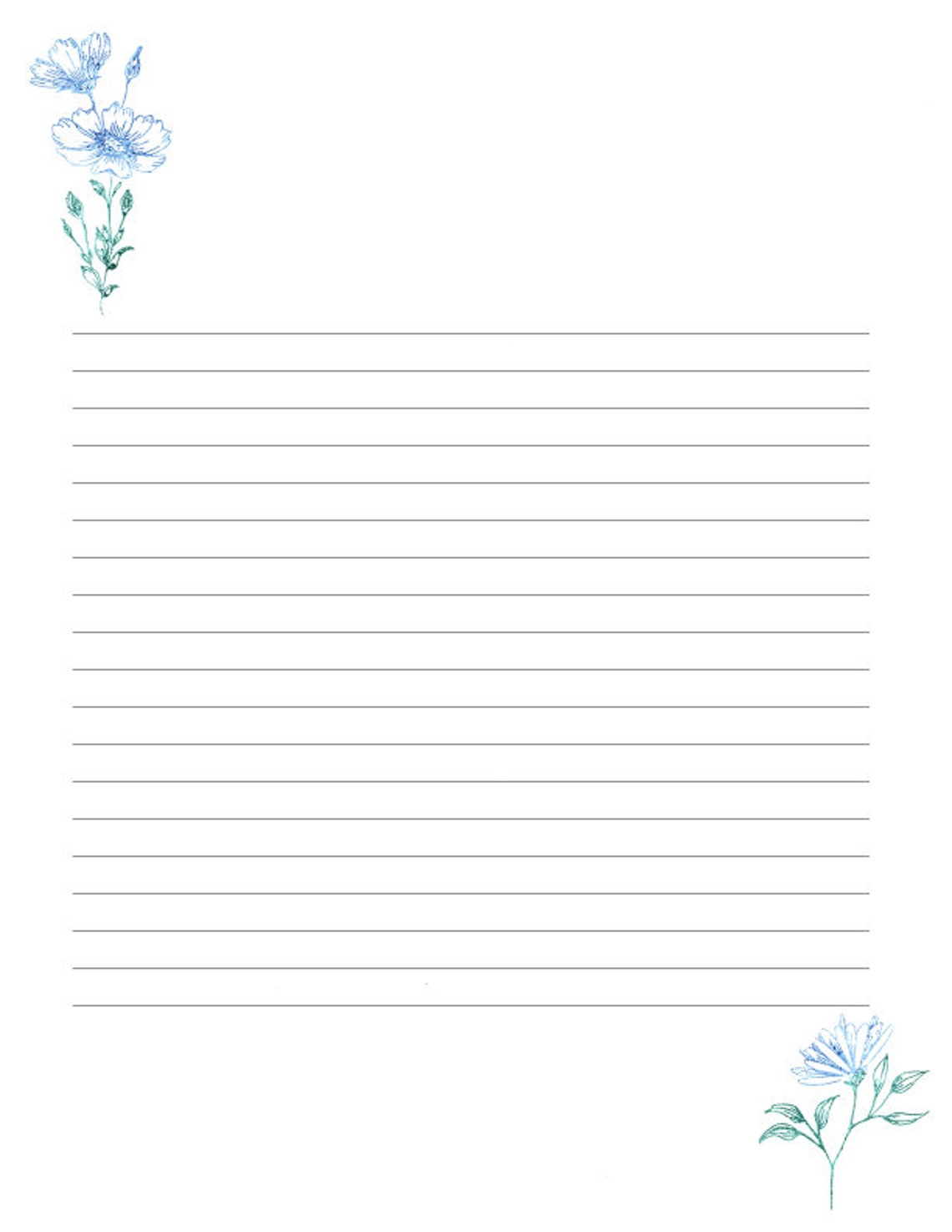 Printable Digital Writing Paper/ A4 8.5x11 / Lined and - Etsy Canada