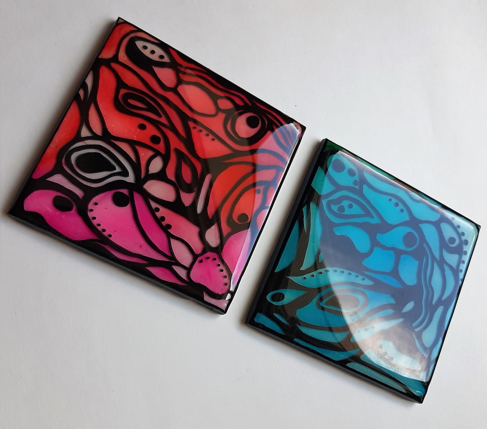 Set of Two 4x4 Ceramic Decorative Tiles Coasters Art - Etsy