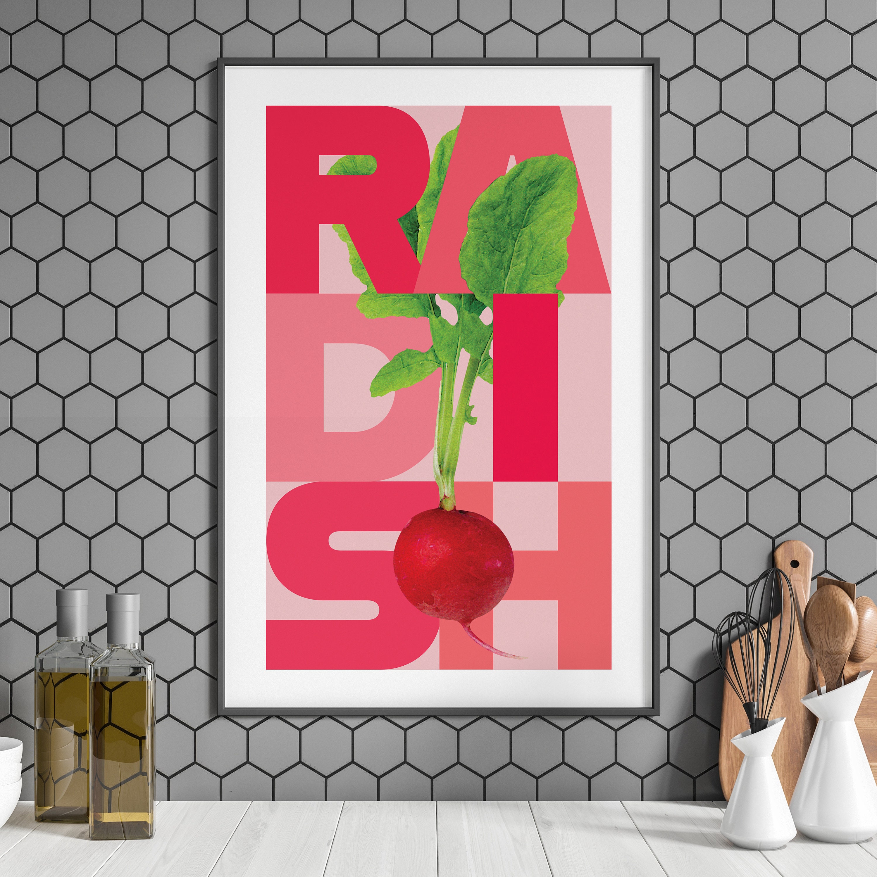Playful Graphic Poster of Radish, INSTANT DOWNLOAD, Decor for Home ...