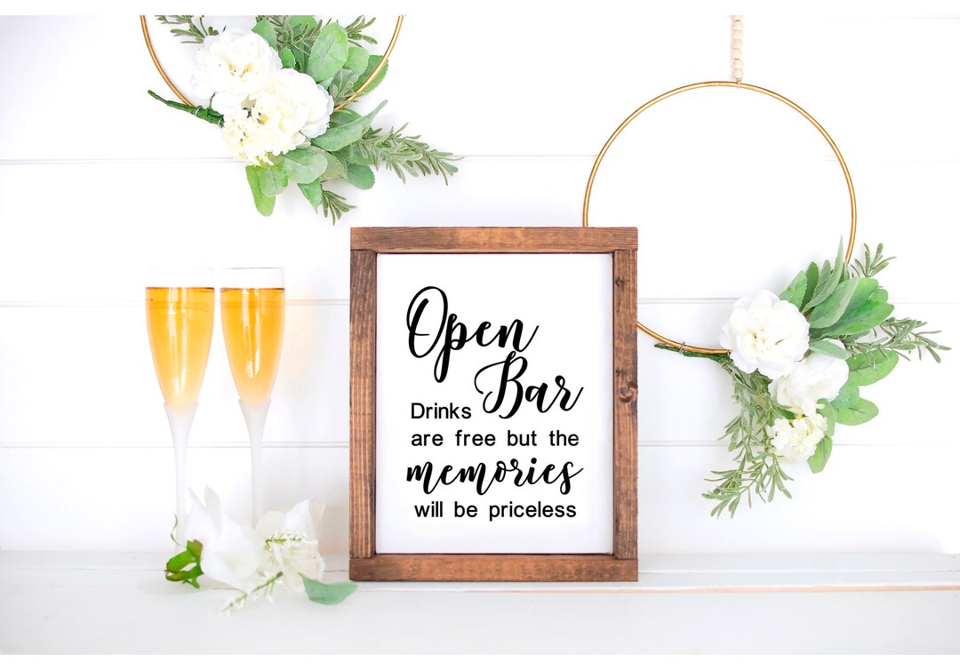 Open Bar Table Sign, Rustic Wedding Signs, Farmhouse Wedding Decor ...