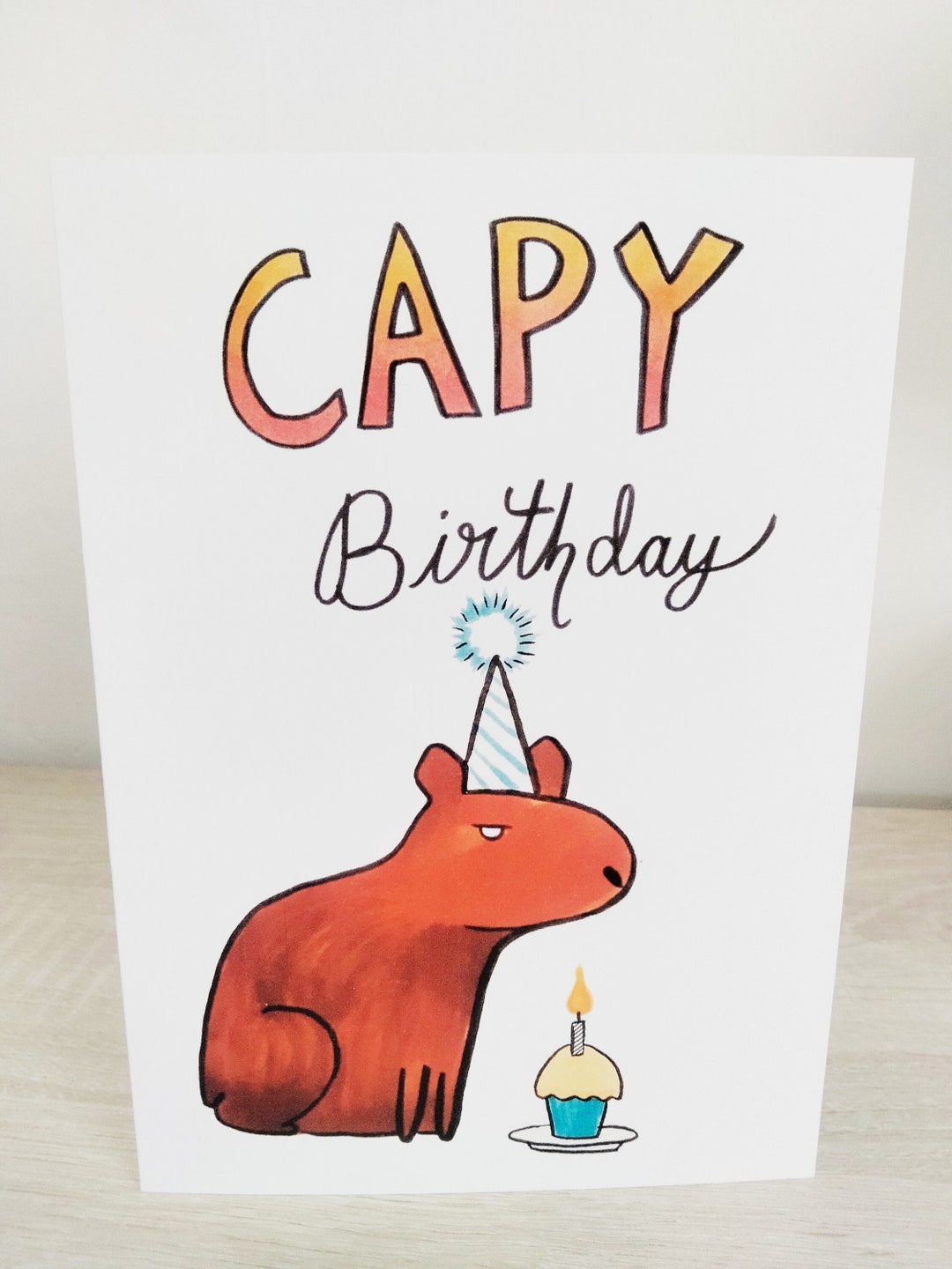 Capy Birthday Illustrated Greeting Card Birthday Card - Etsy