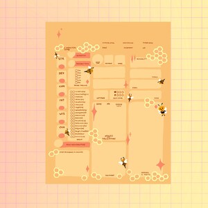 Dnd Honey Bee Character Sheet—5th Edition | Printable, PDF, Digital ...