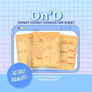 Dnd Honey Bee Character Sheet—5th Edition | Printable, PDF, Digital ...