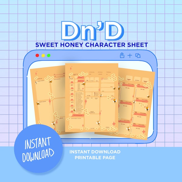 Dnd Character Sheet Bee - Etsy