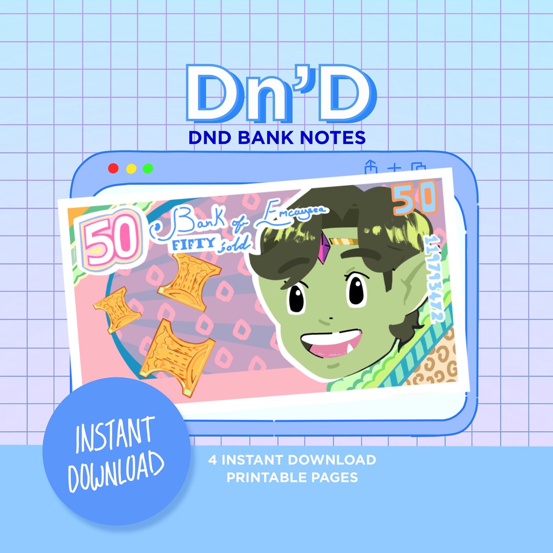 Dnd Gold Coin Bank Notes PRINTABLE, JPG - Etsy