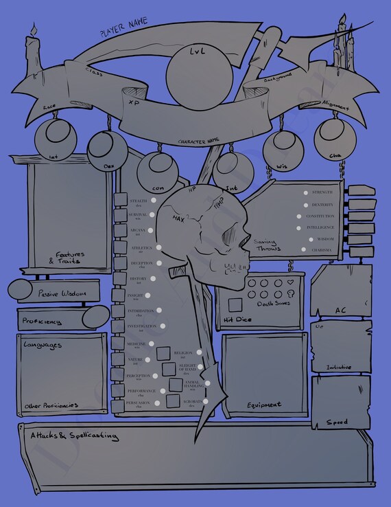 Dnd Reaper Character Sheet5th Edition Printable - Etsy
