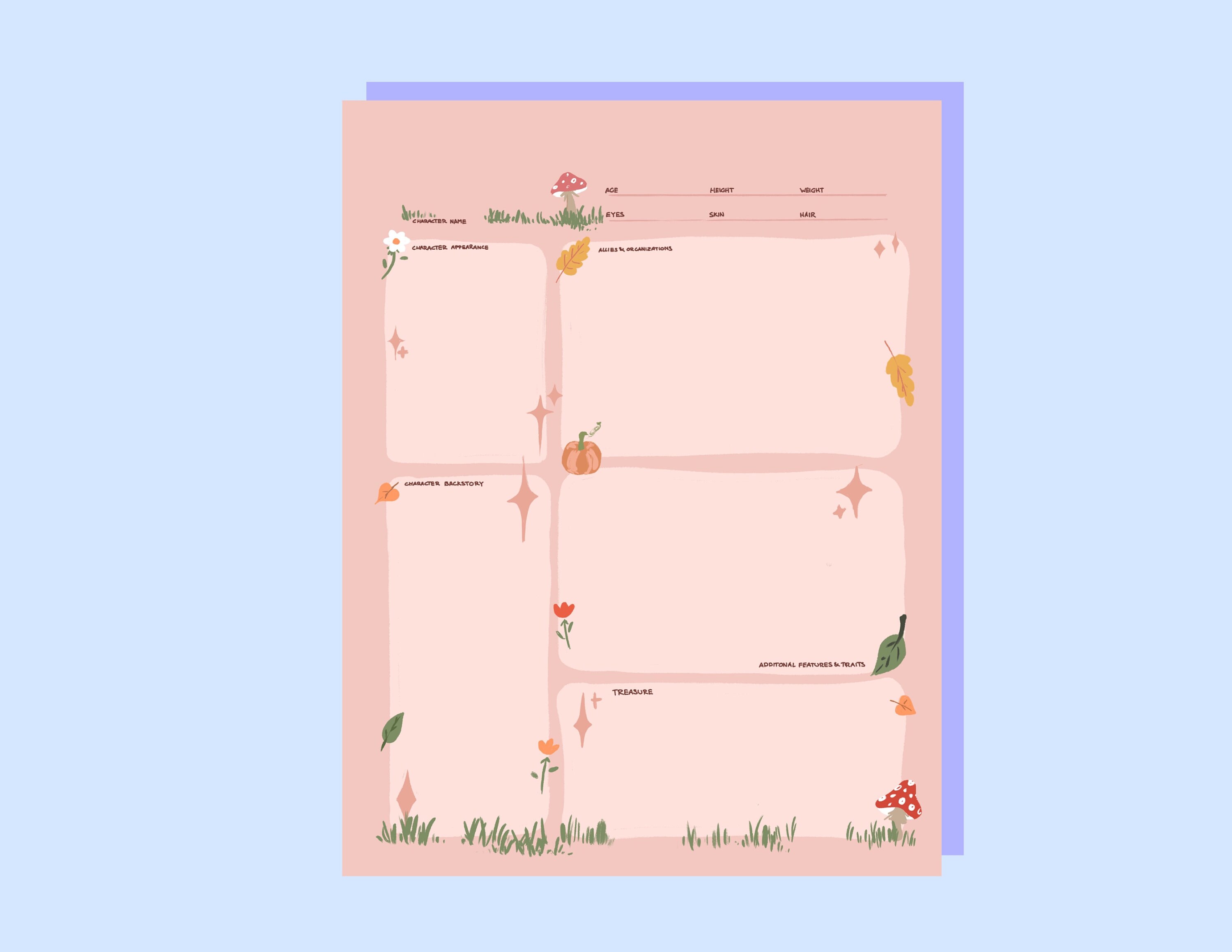 Dnd Cottage Core Character Sheet—5th Edition | Printable - Etsy