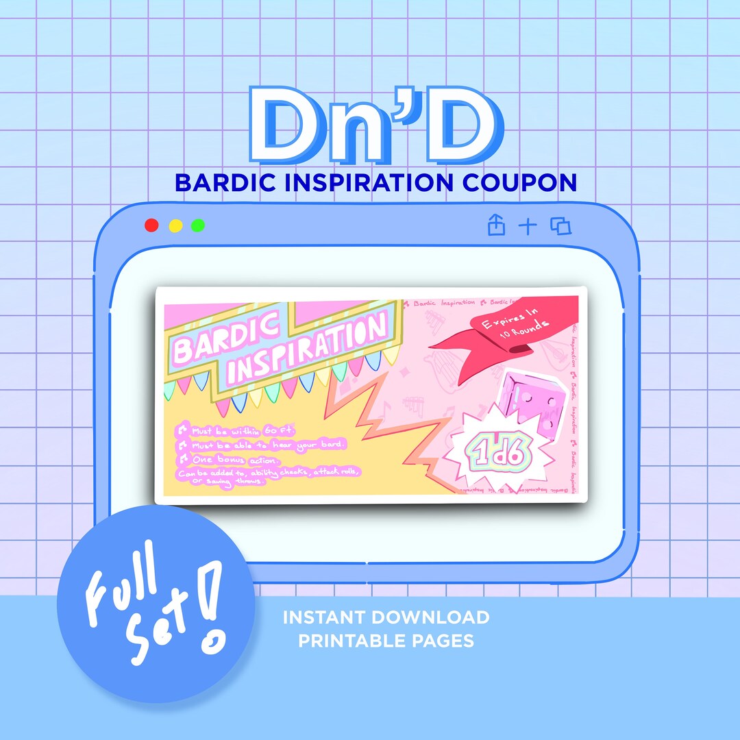 Bardic Inspiration Coupon! | Full Set | Dnd | Dungeons and Dragons ...
