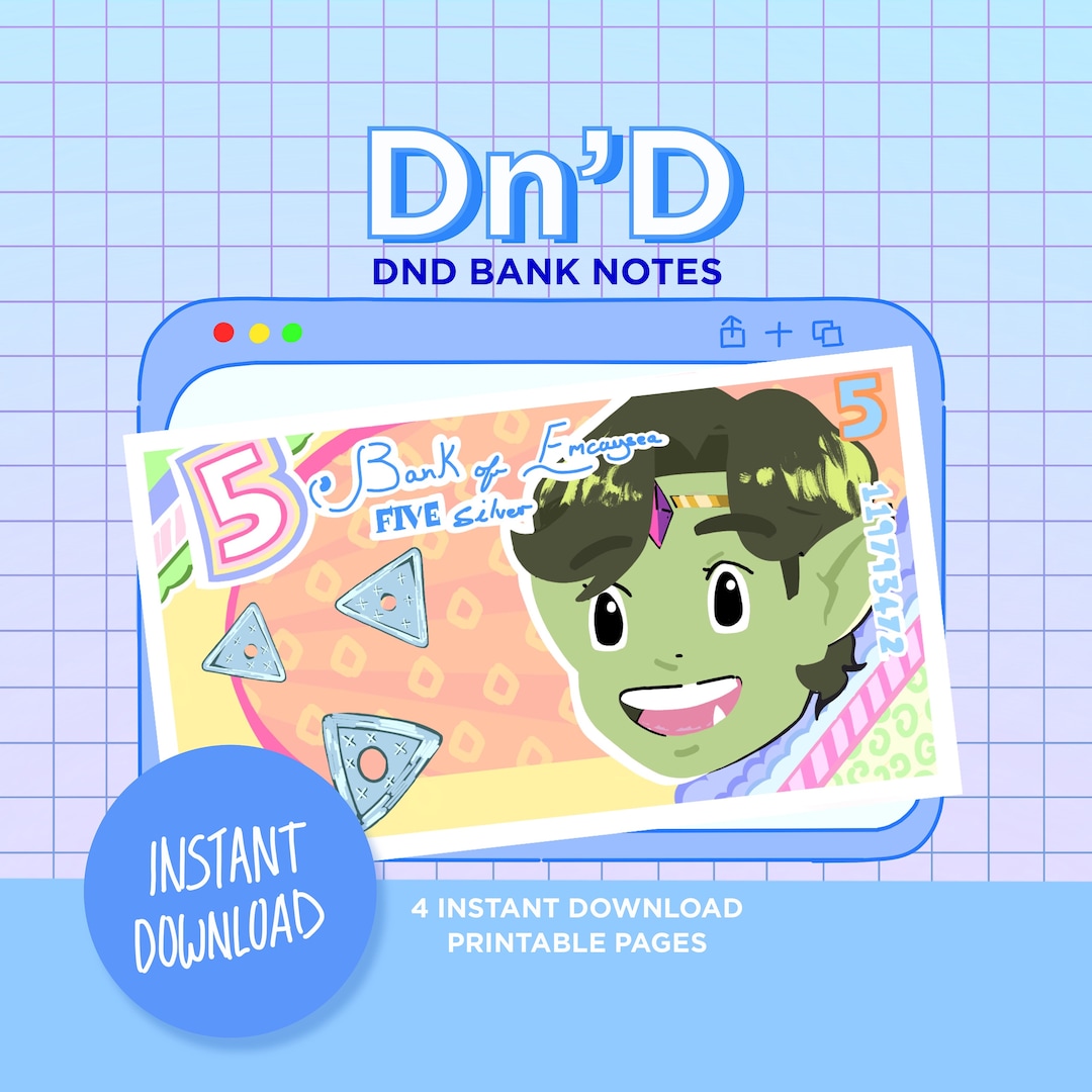 Dnd Silver Coin Bank Notes | Printable JPG - Etsy Canada