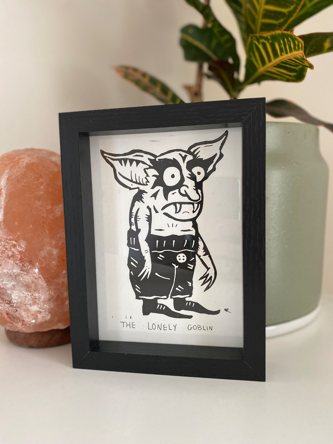 The Lonely Goblin, Linocut, Printmaking, Occult Art, Weird Art, Wall ...