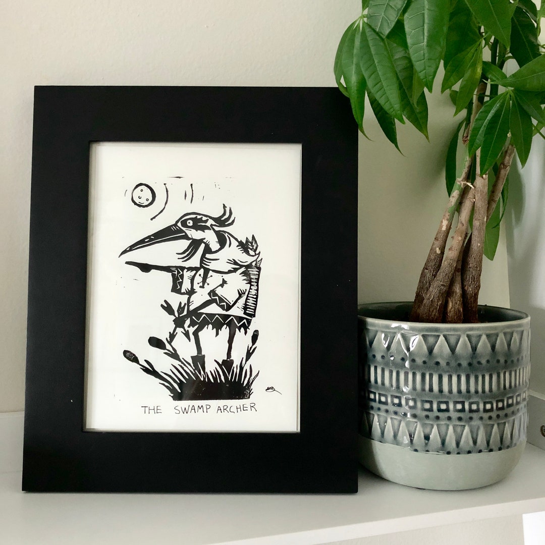 The Swamp Archer, Bird Art, Bird Print, Archer Print, Stork Print, Wall ...