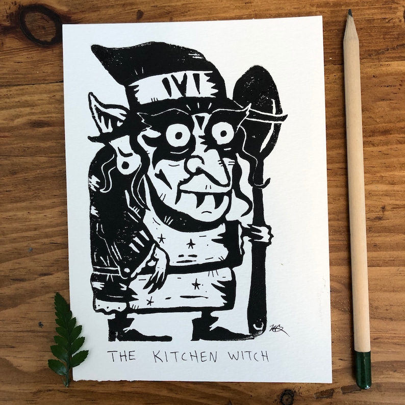 The Kitchen Witch, Kitchen Art, Kitchen Print, Witch Art, Weird Art ...