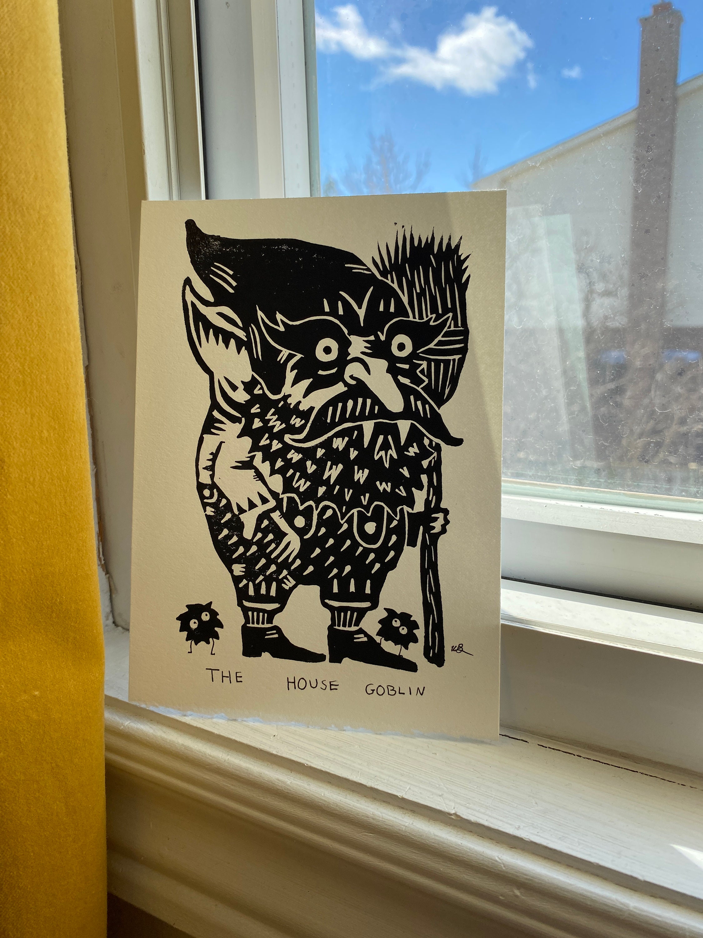 The House Goblin, House Elf, Goblin Art, Troll Art, Linocut Print ...