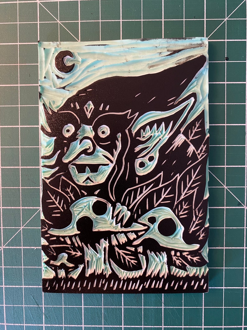 The Forest Witch, Witch Art, Occult Art, Weird Art Print, Linocut ...