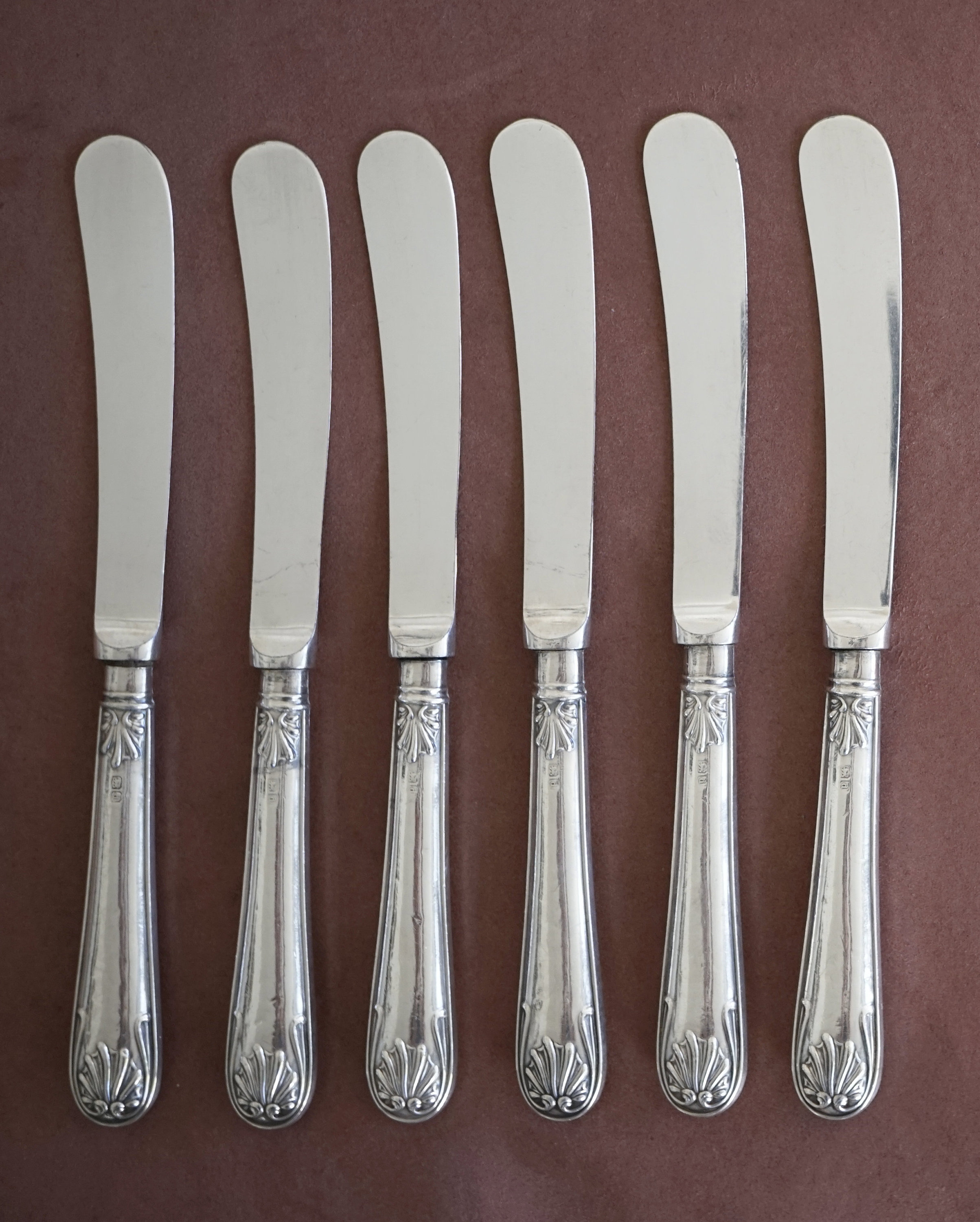 Antique 1921 Set of Six English STERLING SILVER Butter Knives by Henry ...