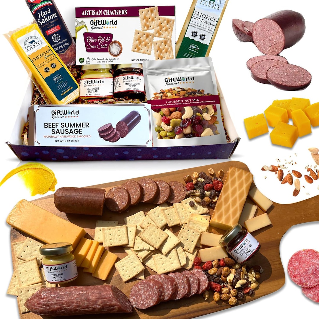 Meat and Cheese Gift Baskets, Food Gifts for Men & Women, Food Gift Box ...