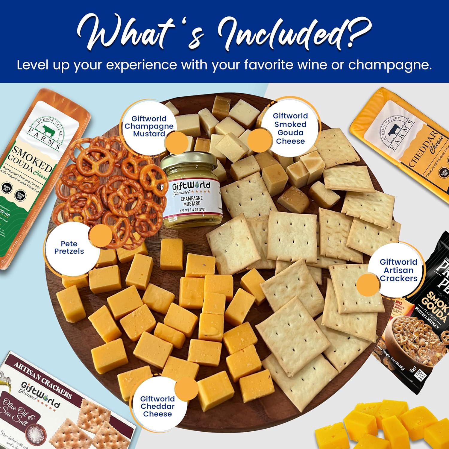 Cheese and Cracker Gift Box – Cheddar, Smoked Gouda, Crackers, Pretzels ...