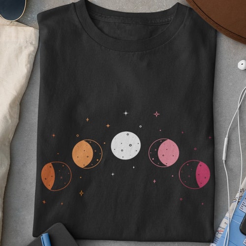 Subtle Lesbian Pride Tshirt With Moon Phases Illustration - Etsy
