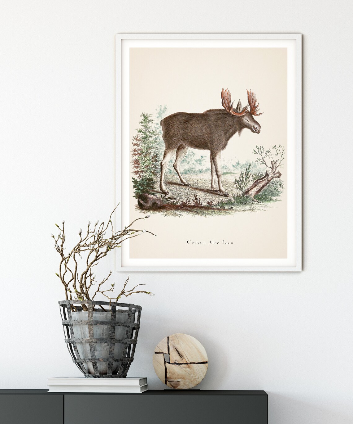 Moose Print Antlers Elk Poster Woodland Nursery Wall Art Set | Etsy