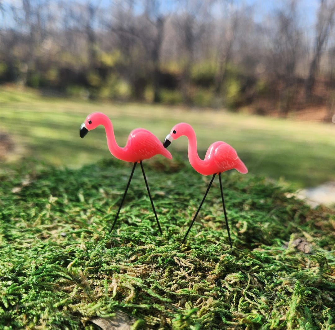 Pair of Miniature Lawn Flamingos - Fairy Garden Supply - Etsy