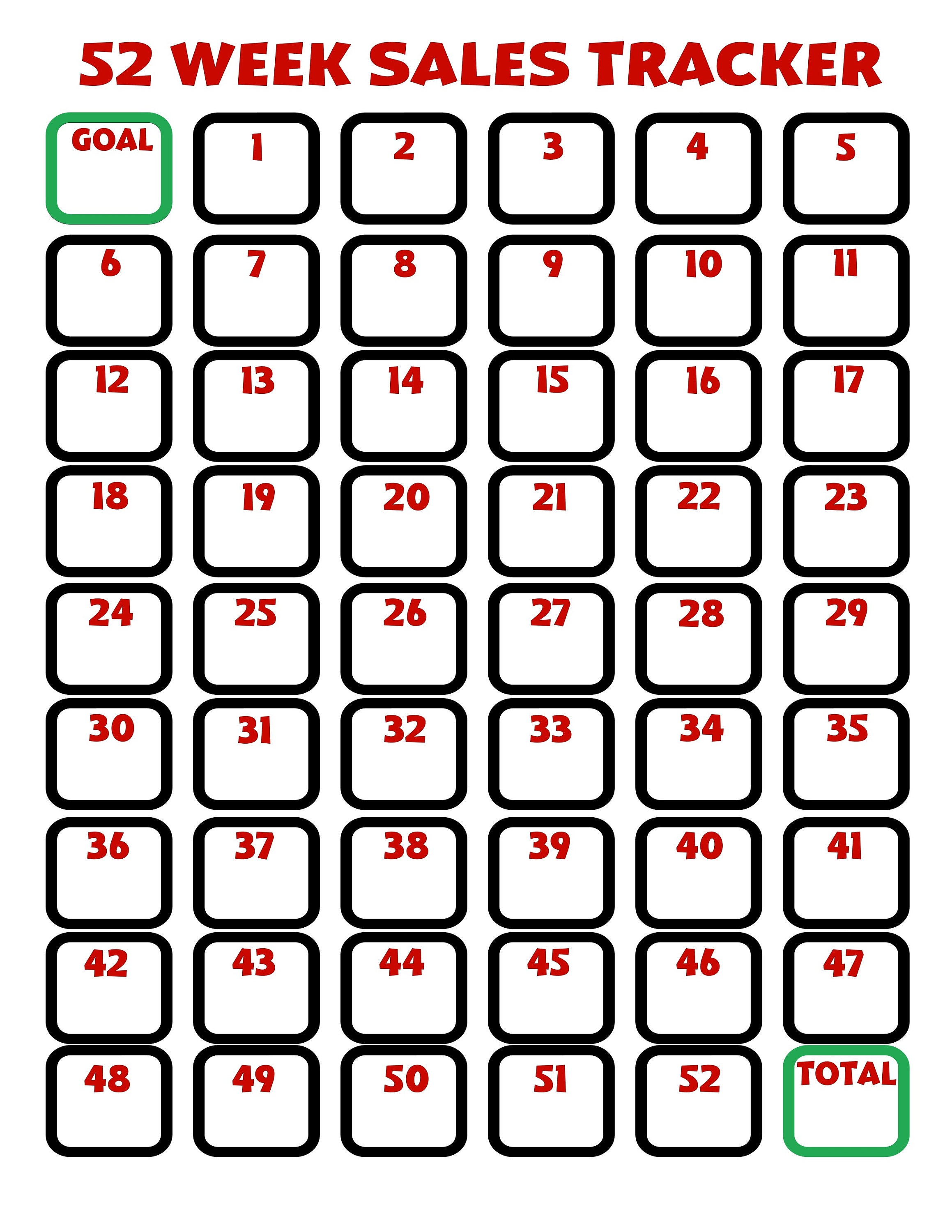 52 Week Sales Tracker Digital Download Printable Sales | Etsy