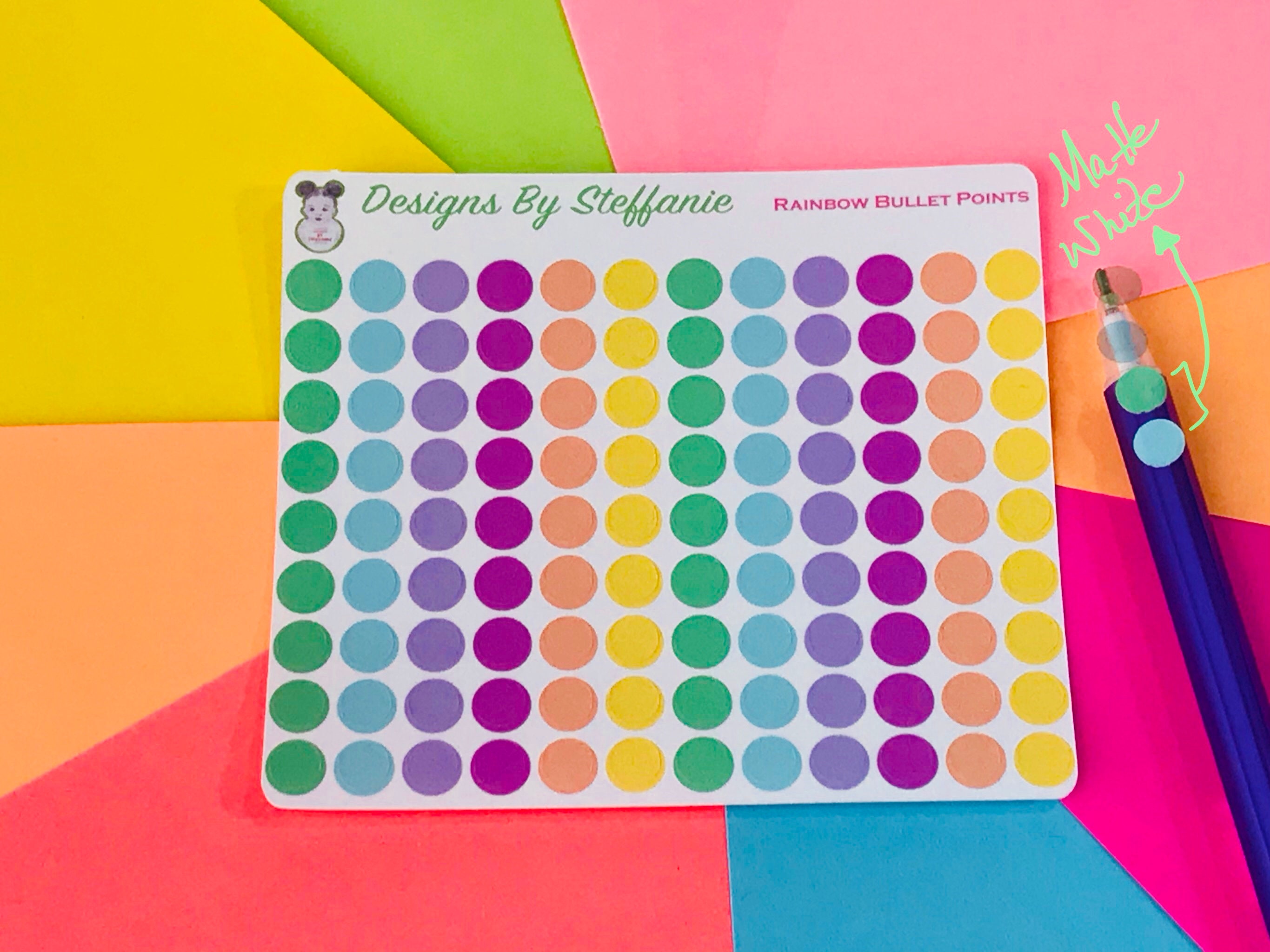 Rainbow Bullet Points Stickers Bullet Points Stickers - Etsy