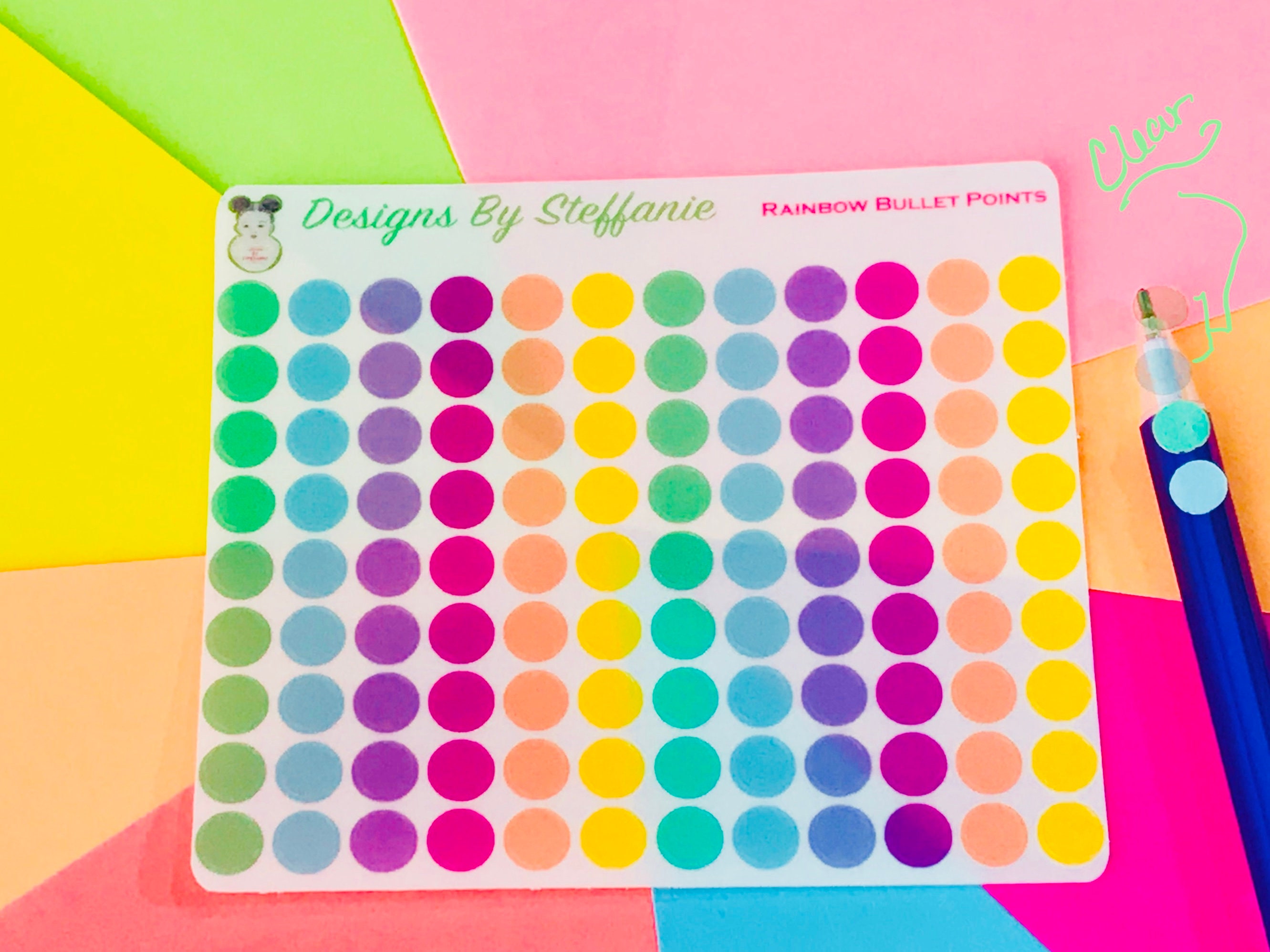 Rainbow Bullet Points Stickers Bullet Points Stickers | Etsy