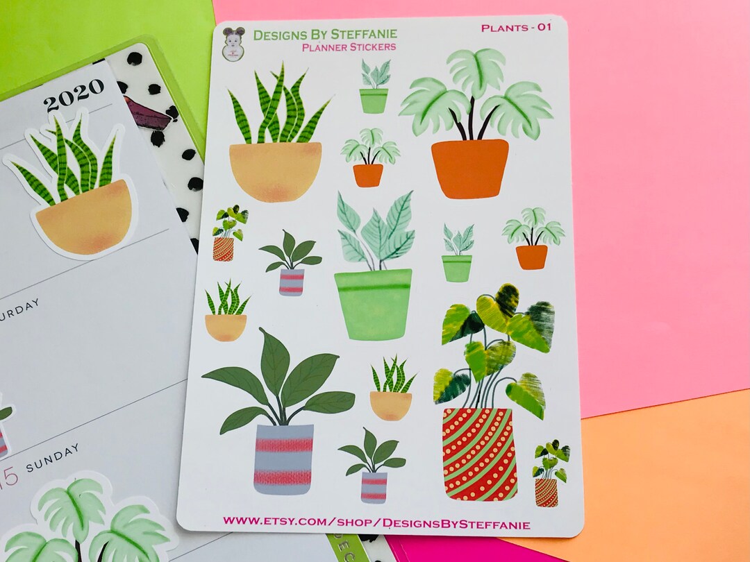 Plants Sticker Sheet - House Plants Sticker Sheet - Cute Plant Stickers ...