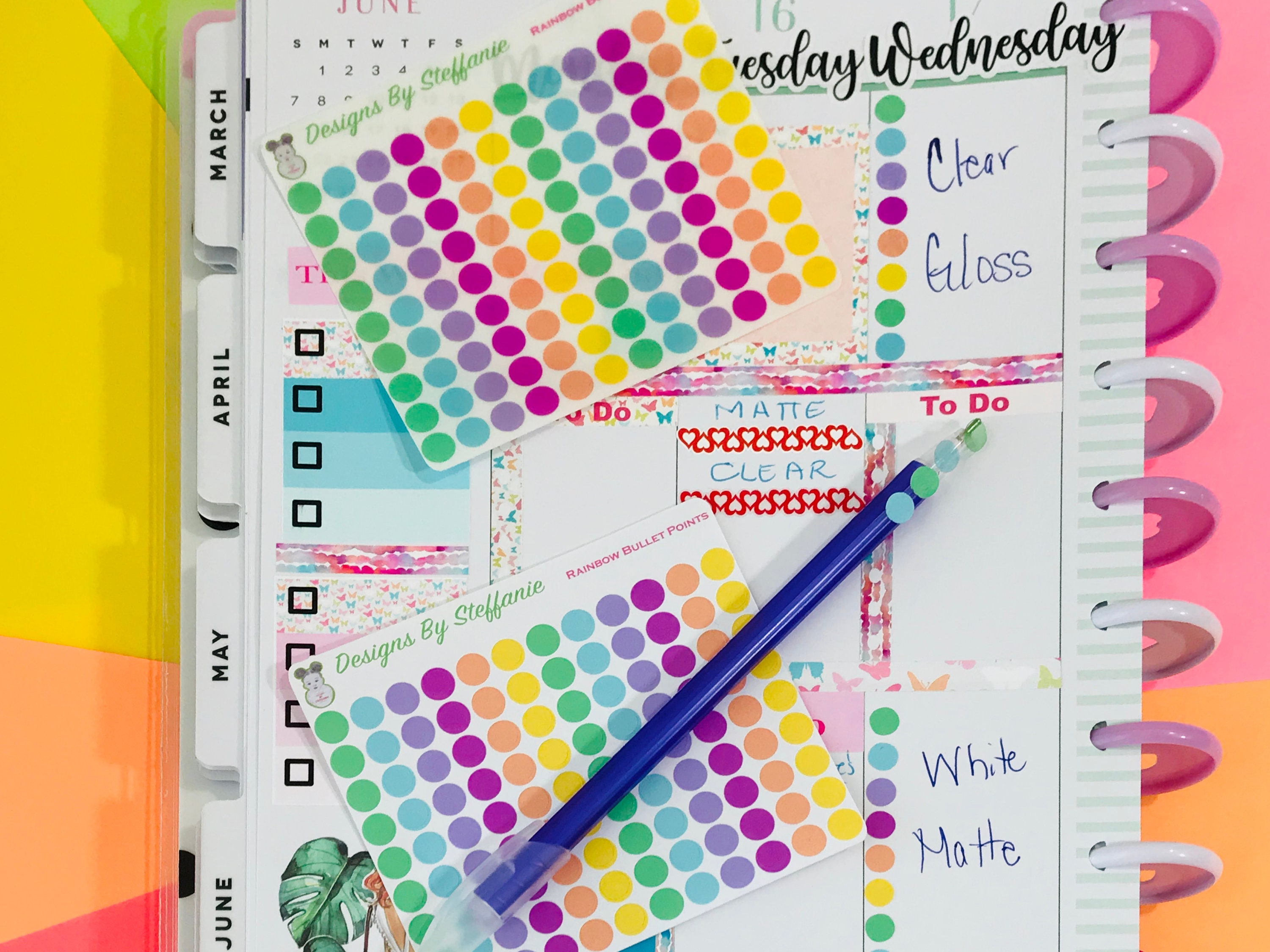 Rainbow Bullet Points Stickers - Bullet Points Stickers - Rainbow ...