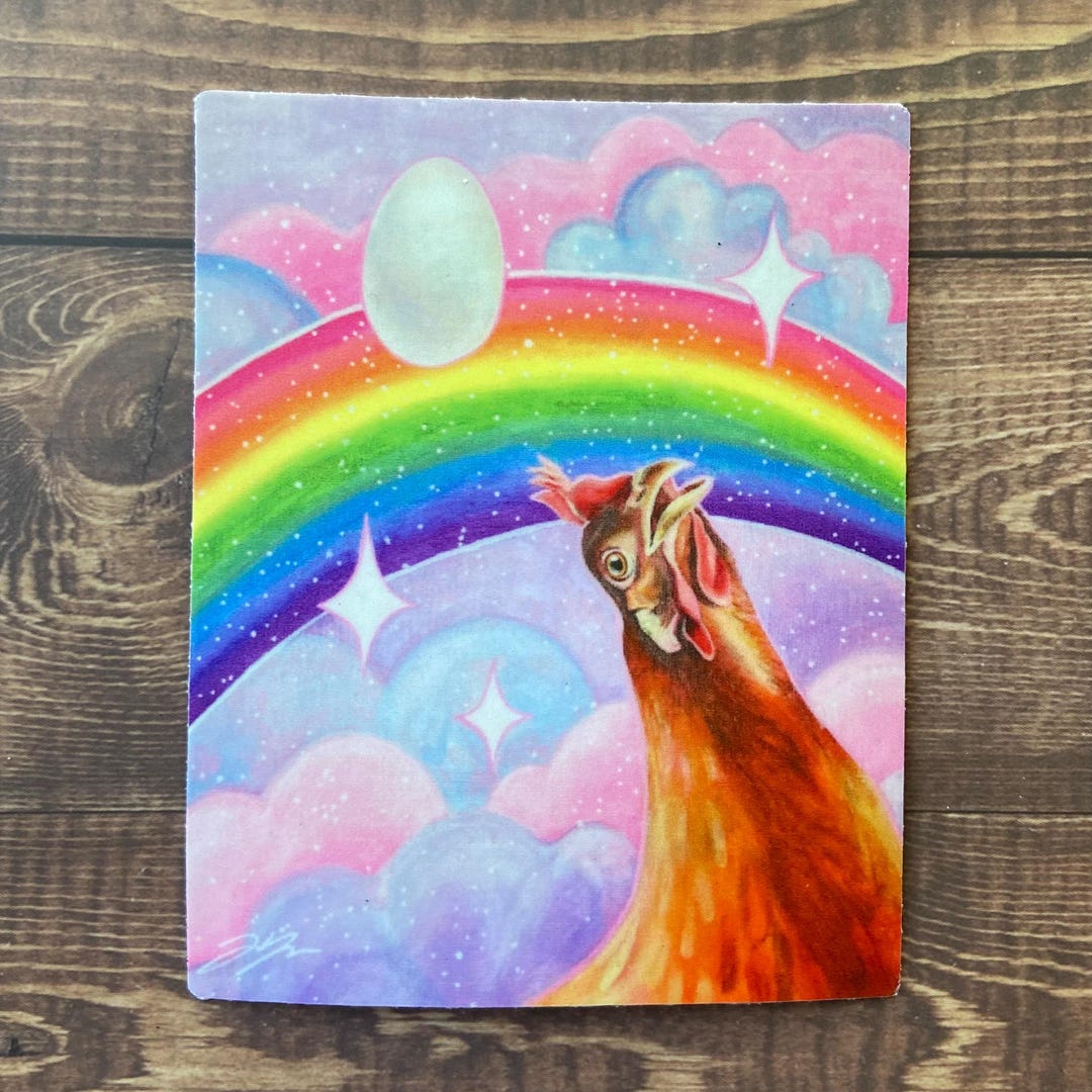 Nostalgia Hen Sticker, Y2K Childhood Vibes Chicken Painting Decal ...