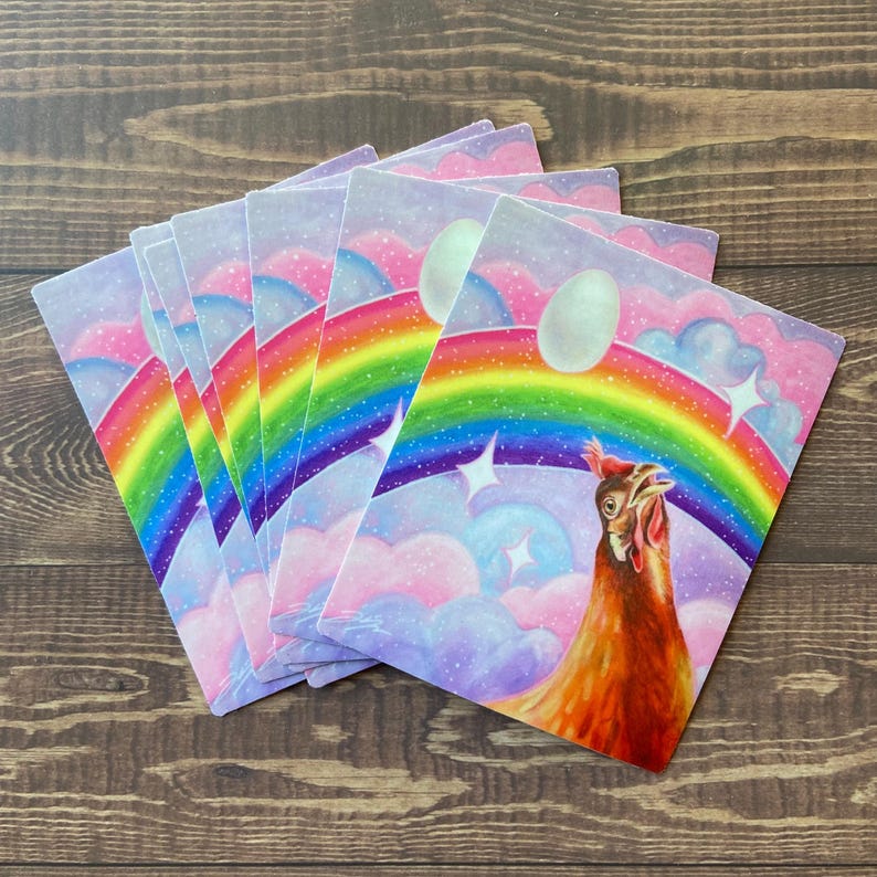Nostalgia Hen Sticker, Y2K Childhood Vibes Chicken Painting Decal ...