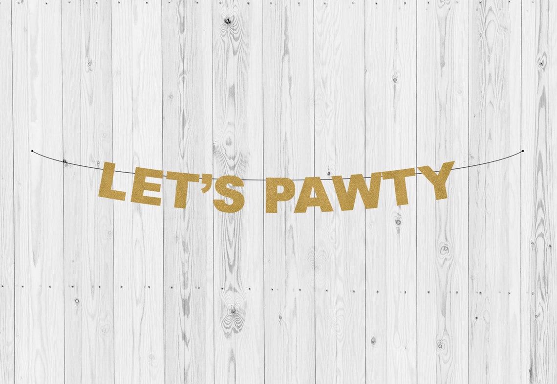Let's Pawty Pet Banner, Pet Birthday Sign, Paw Banner - Etsy