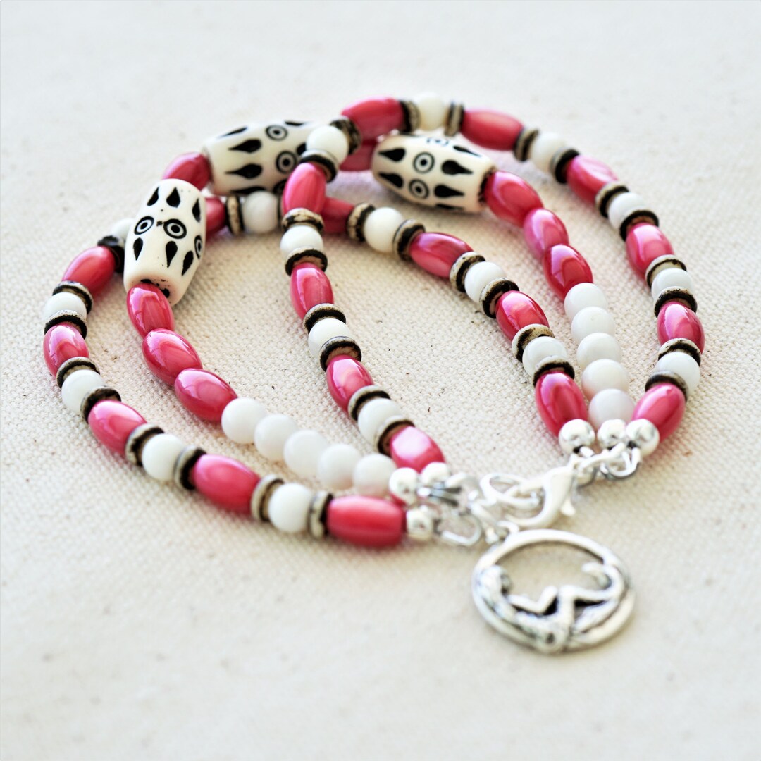 Pink Shell and Bone Triple Bracelet - Etsy