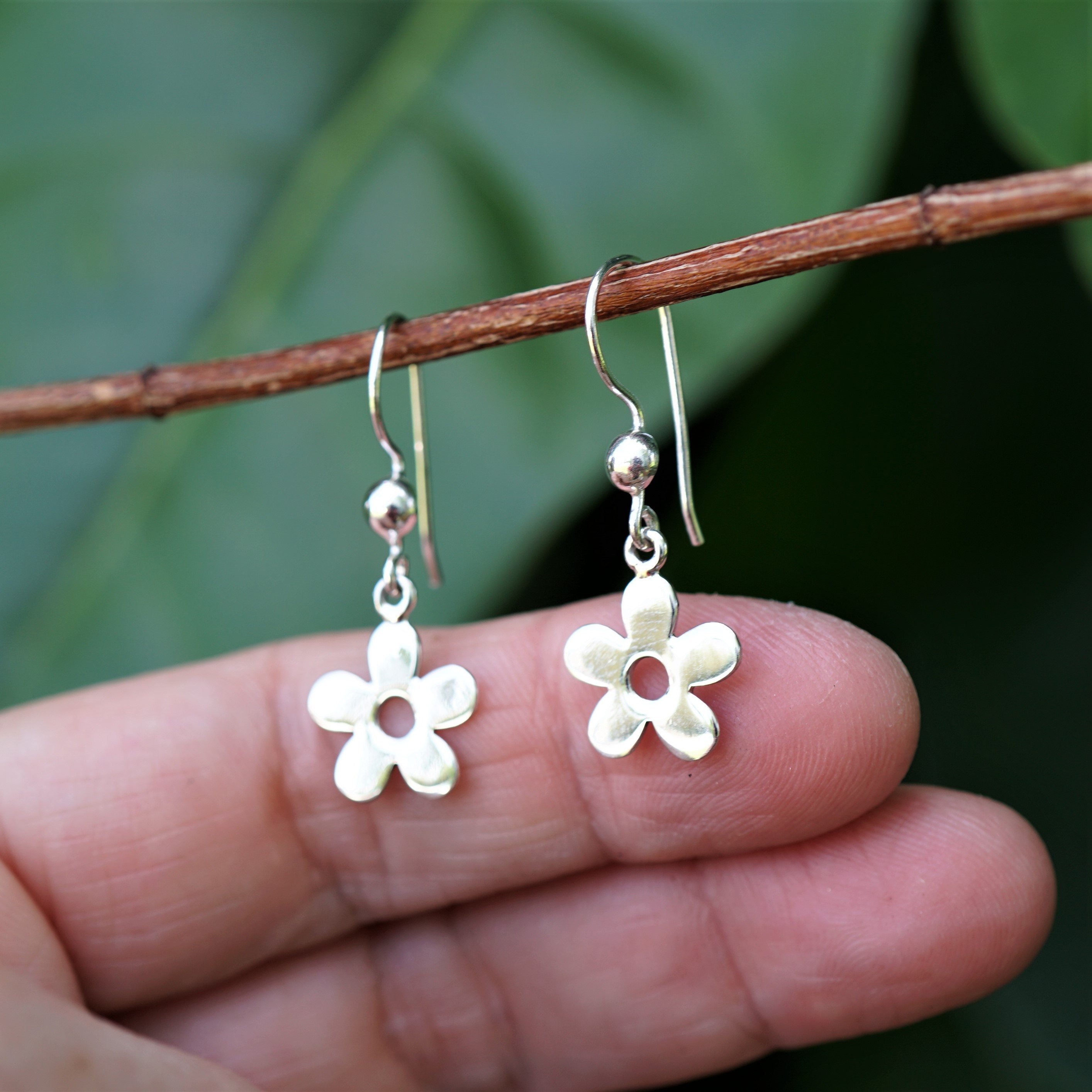 Sterling Silver Flower Earrings | Etsy