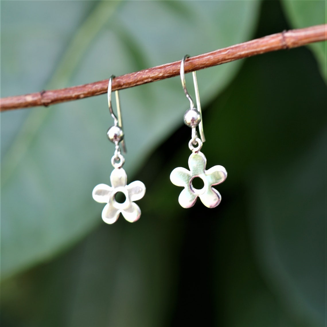 Sterling Silver Flower Earrings | Etsy