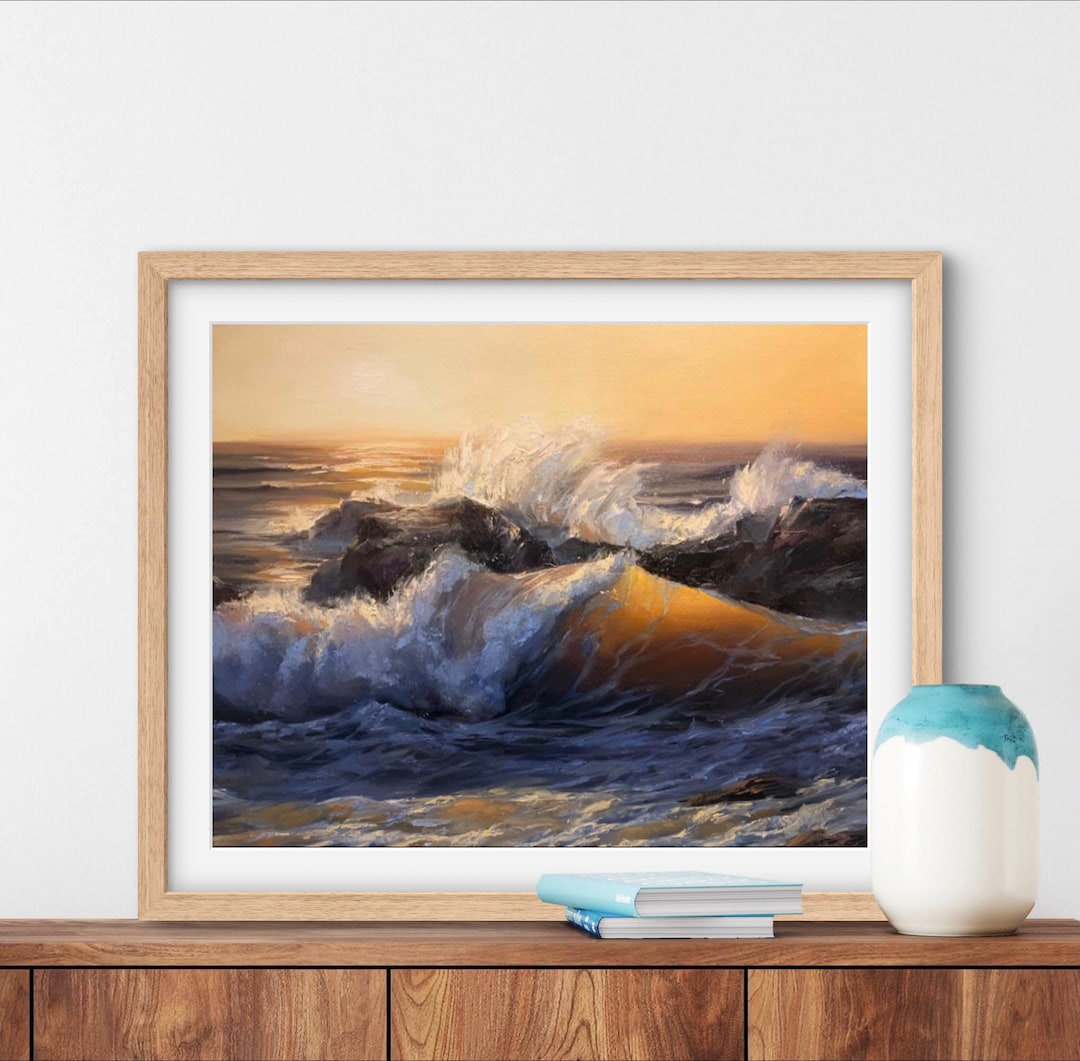 GOLDEN HORIZON Print, Seascape Art Canvas, Seascape Artwork, Seascape ...