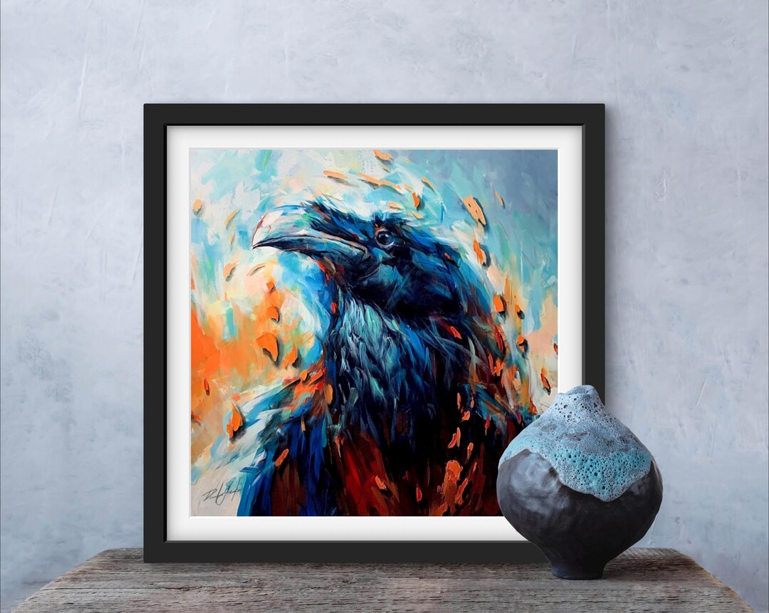 ART PRINT the Seer | Canvas | Paper | Colorful Raven Poster, Wildlife ...